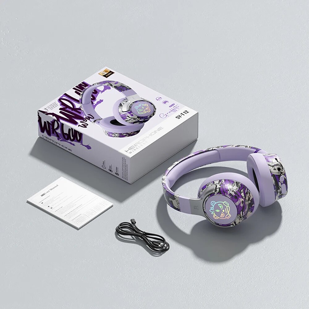 Беспроводные игровые наушники Graffiti для детей purple