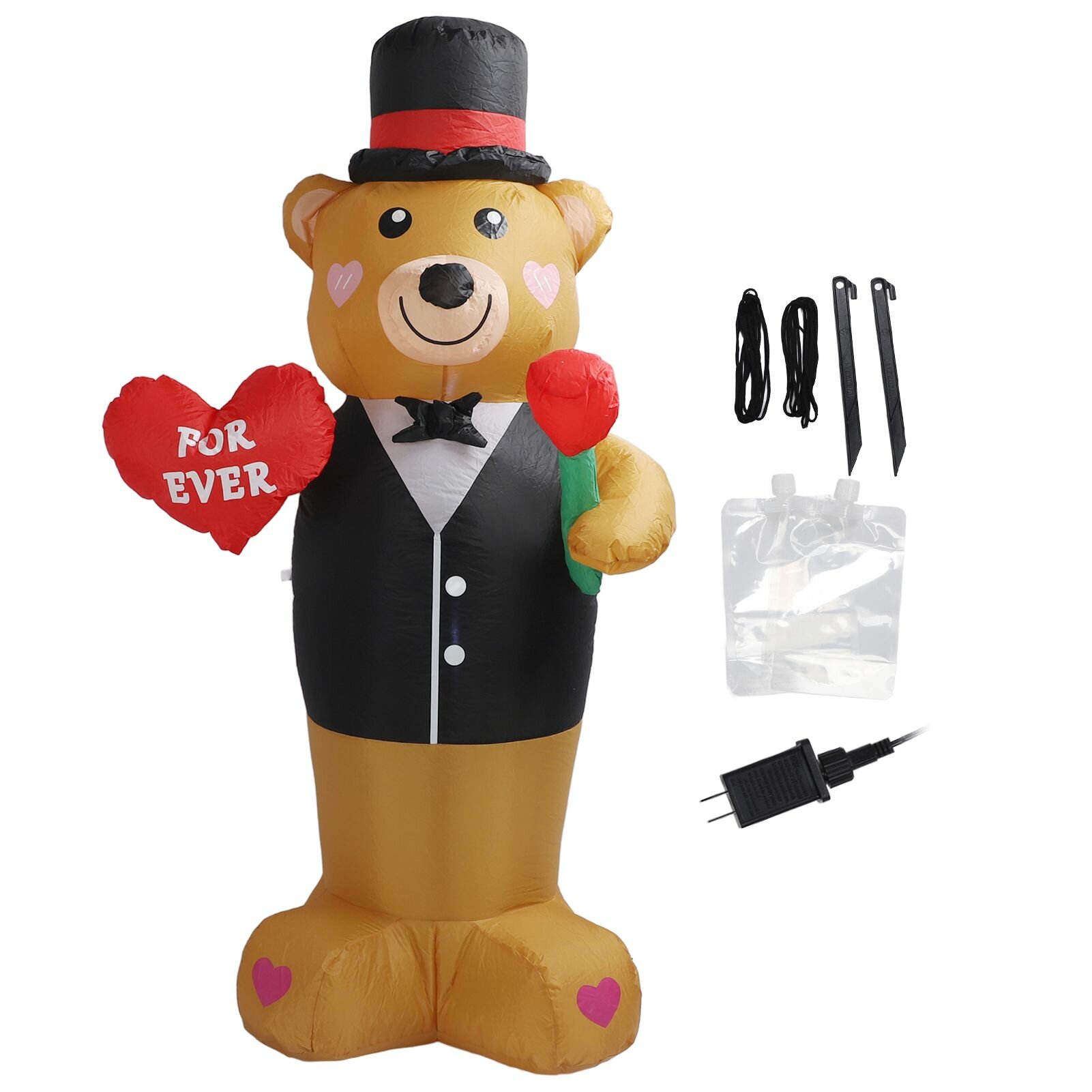 Надувной плюшевый мишка 185 см, IP44, со светодиодами, US Plug 100-120В