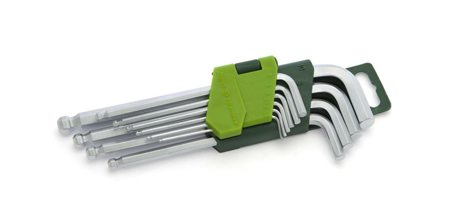 Набор ключей шестигр. с шаром, 10 шт, пласт. холдер, 562101 Дело техники