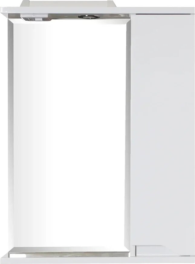 Зеркало ASB-Mebel Бари 602.2 60 со светодиодной подсветкой, с полкой, со шкафчиком, 60 см, с розеткой, белое