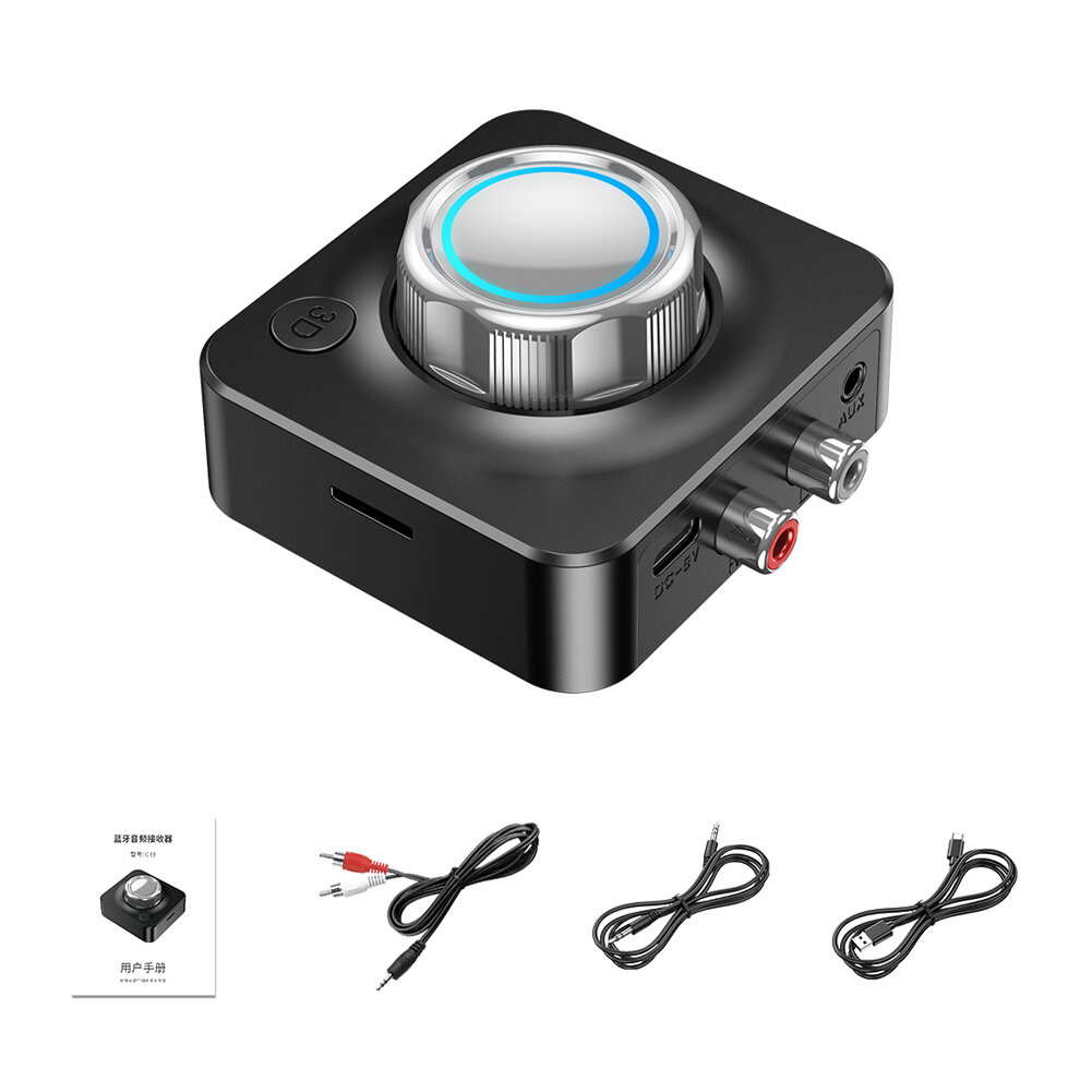 BT 5.0 Audio Receiver, Stereo Music Amplifier, Car Wireless Audio System Adapter, RCA, 3.5mm, 3.5 AUX Jacks, для проводных колонок, наушников, BT 5.0 EDR, A2DP, HSP, AVRCP, частота 2.4GHz-2.48GHz, дальность приема ≤10 метров, напряжение заряда DC5V,
