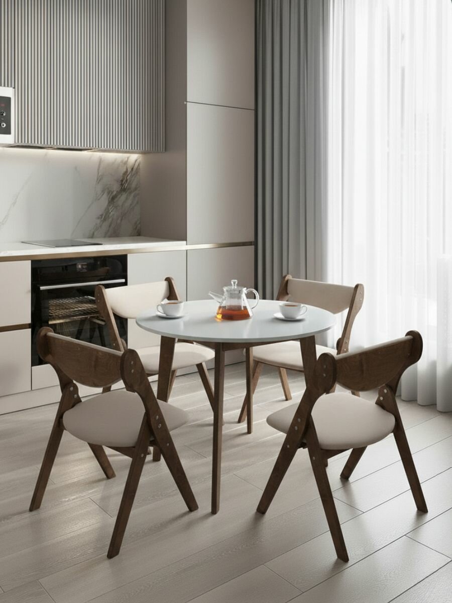 Набор стульев для кухни и гостиной со спинкой мягкие, деревянные кресла / 4 штуки