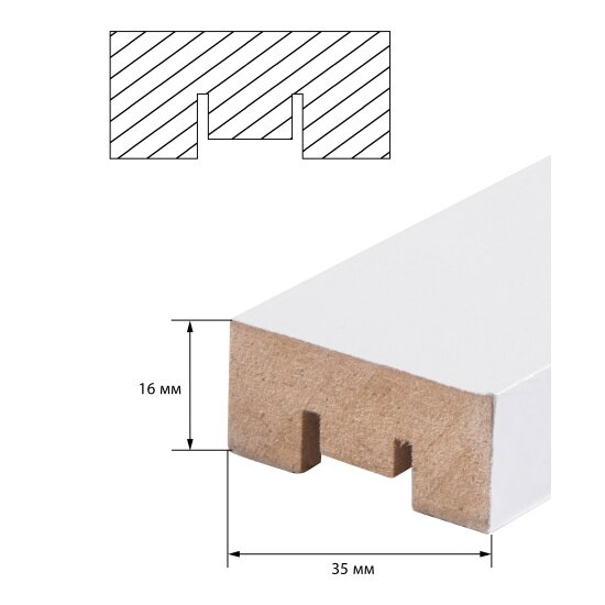 Рейка интерьерная ТМ Стильный Дом 2700х16х35, белый, в упаковке 11 штук