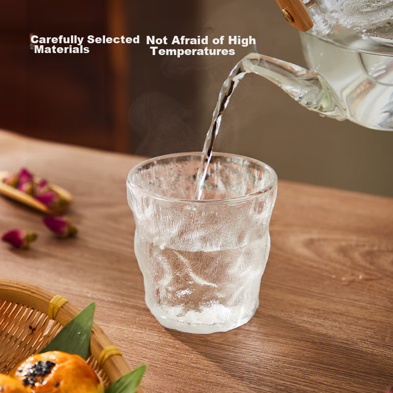 JD Jingzao Thick Glacier Drinking Glass, Large Capacity Cup for Coffee, Beer, Milk, Tea, 250ml, Set of Two