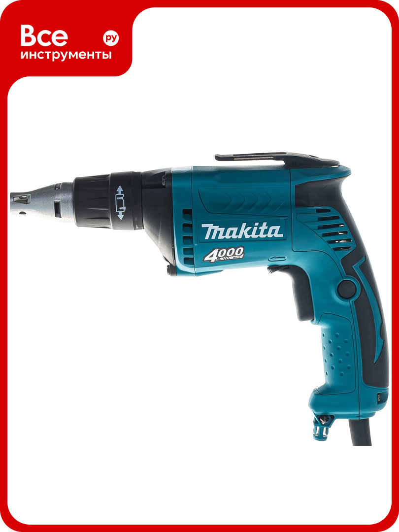 Шуруповерт Makita FS4000, мощность 570 Вт, частота вращения до 4000 об/мин, шестигранный патрон 1/4", профессиональный