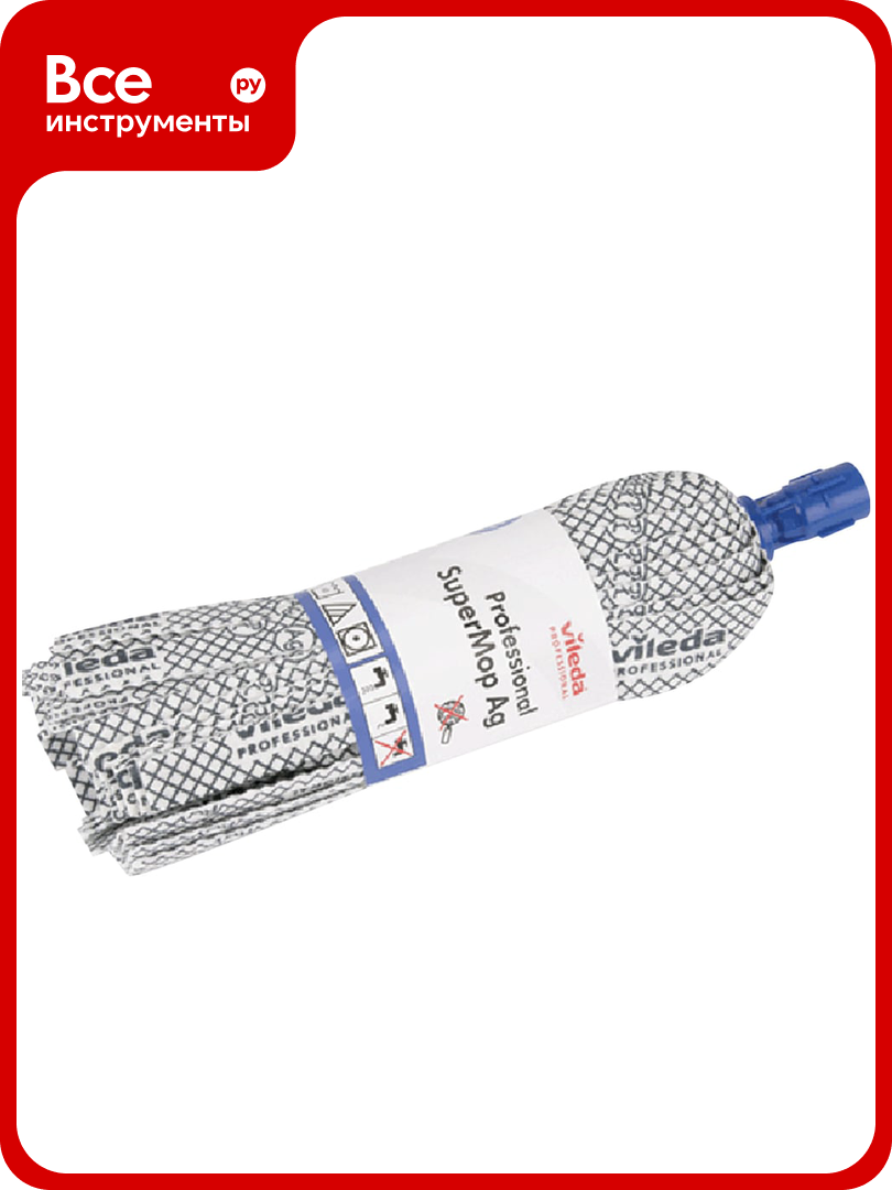 Ленточная насадка МОП для швабры Vileda крепление еврорезьба, хлопок/полиэстер/резина, 33 см, хлопка и полиэстера