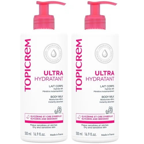 Topicrem набор ультра-увлажняющее молочко для тела 500 мл 2 шт.