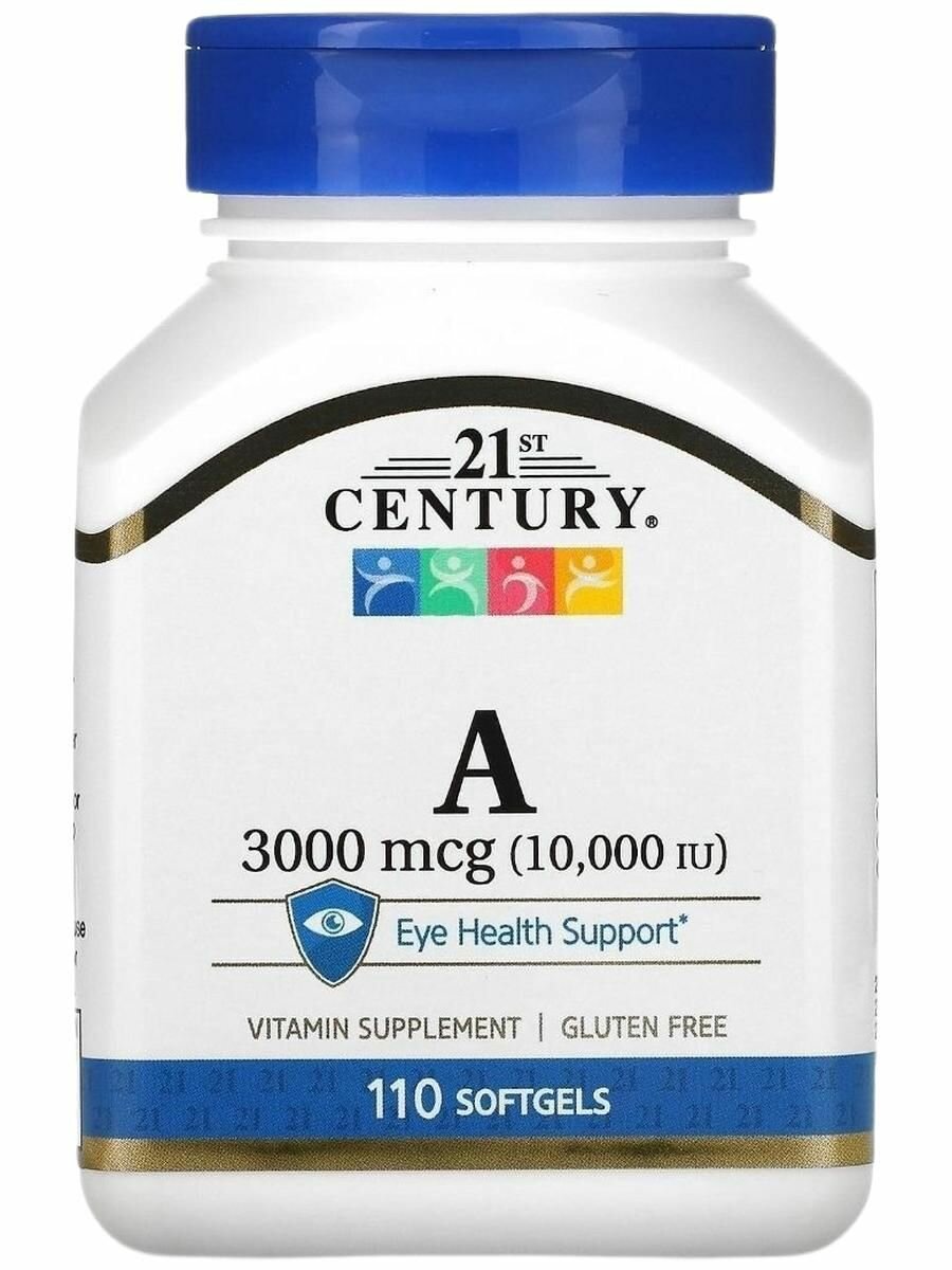21st Century Vitamin A, 3000 mcg (10000 IU), Витамин А, 3000 мкг (10000 МЕ) - 110 капсул