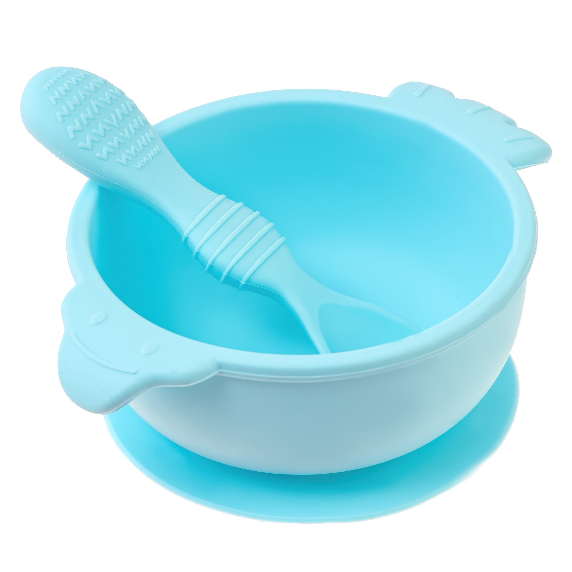 Тарелка детская с ложкой, силиконовая, цвет микс, 10 см, Сима-ленд