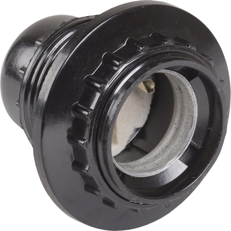 Патрон Е27 карболитовый с кольцом, Пкб27-04-К11 черный, индивидуальный пакет IEK