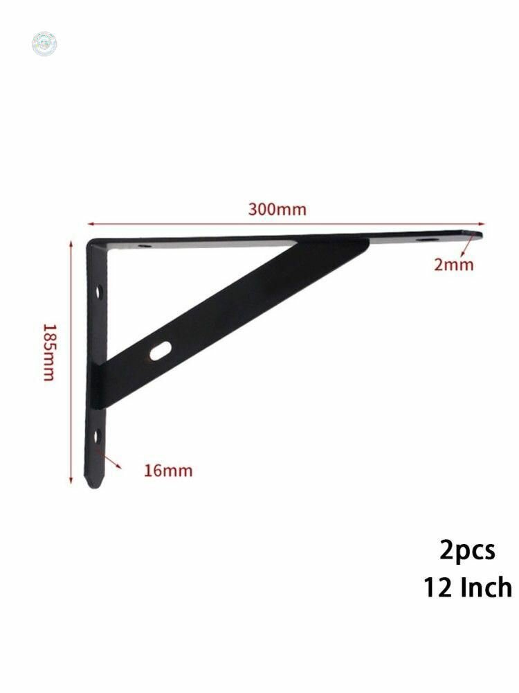 Кронштейн для полки, треугольный металлический уголок из холоднокатаной стали, белый и черный, комплект 2 шт, крепеж для книжных кухонных и садовых полок, DIY хранение и декор
