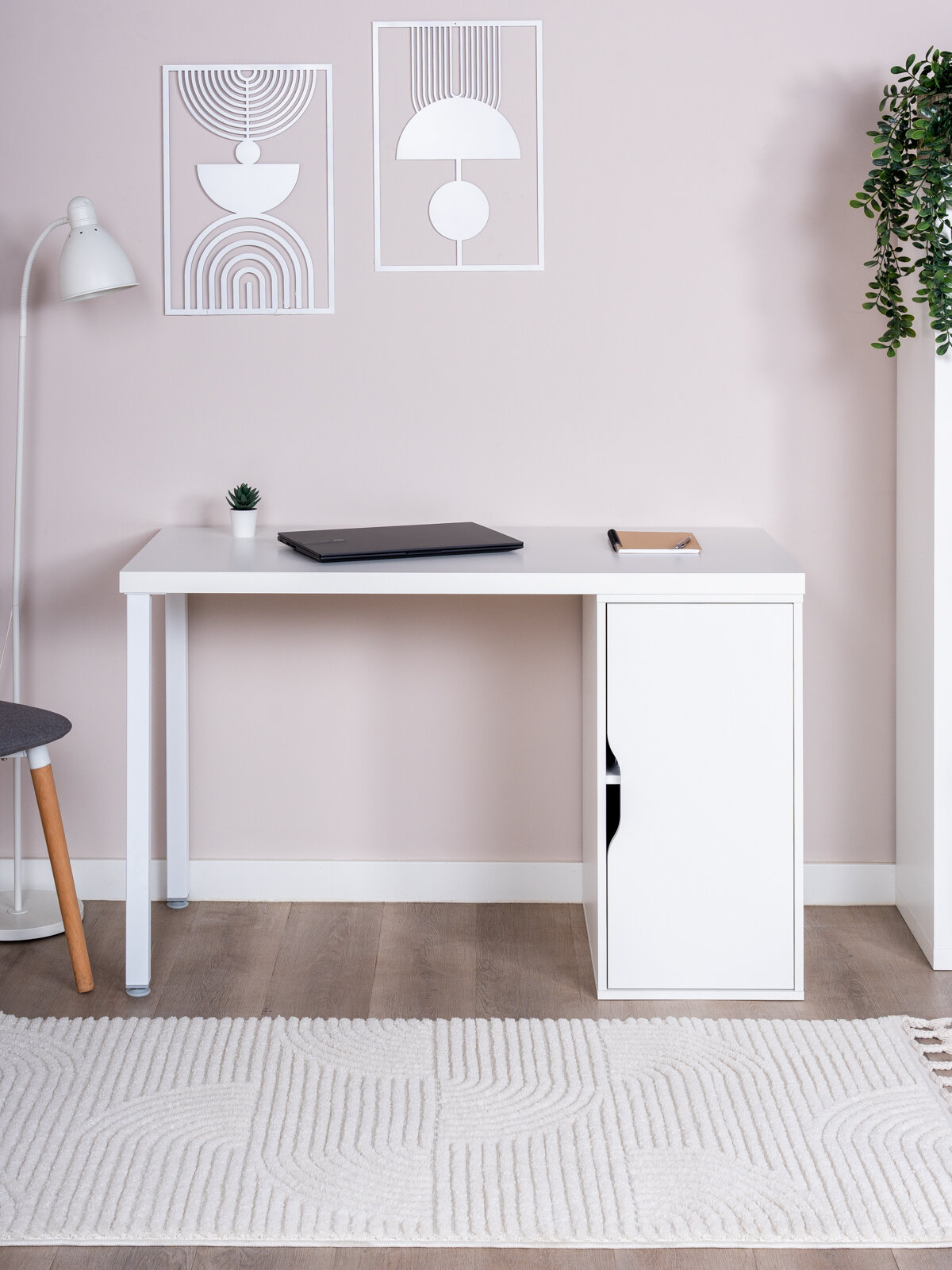 Письменный стол ГУД лакк Ингар, с тумбой,120х75х55 см, эмаль, белый