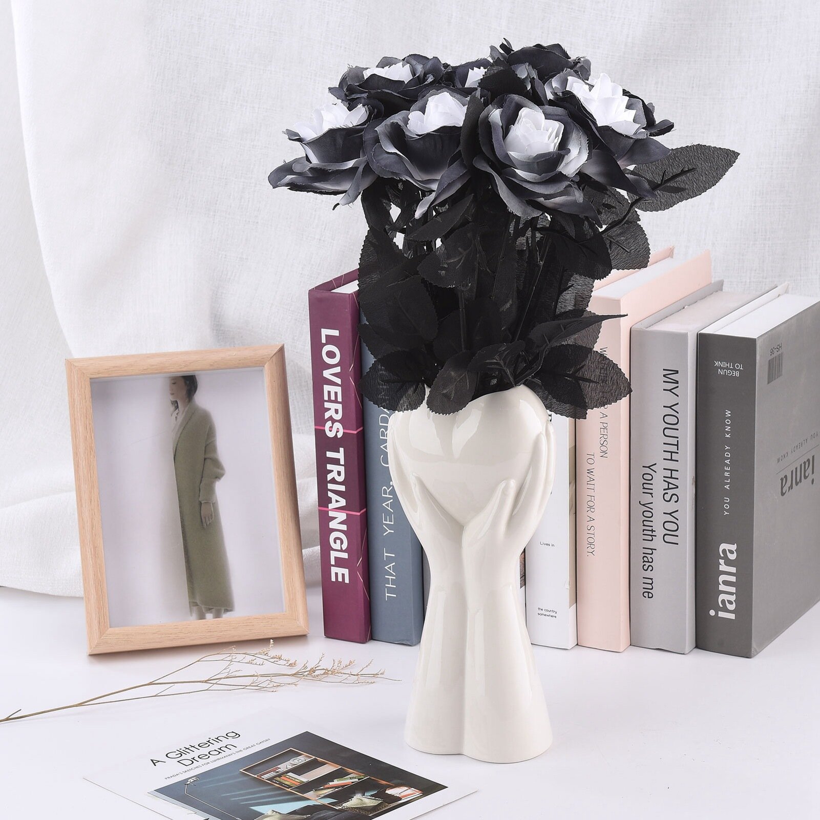 Lifelike Artificial Flower Simulate Black Roses Outdoor Decoration for Homes Weddings