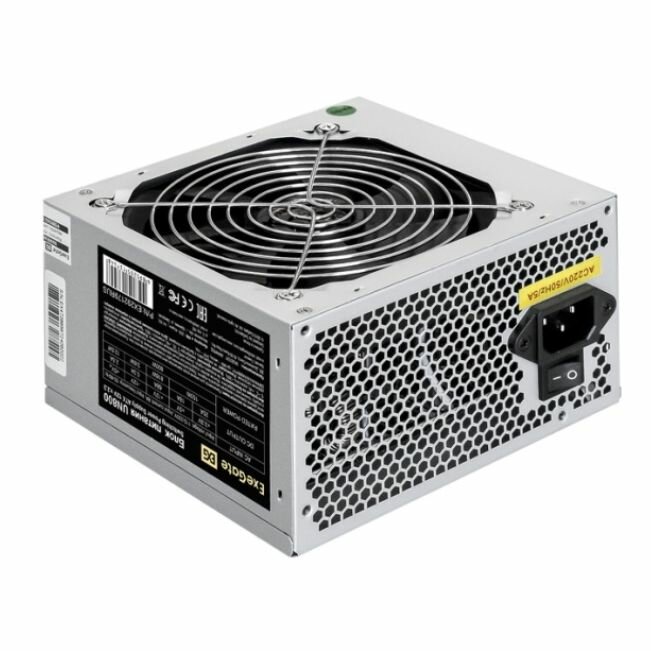 Блок питания EXEGATE UN800 (EX292179RUS-S) серебристый - 800Вт, ATX 20+4 пин, 4 pin + 4 pin x2 CPU, 5 SATA, 2 x 6+2 pin PCI-E