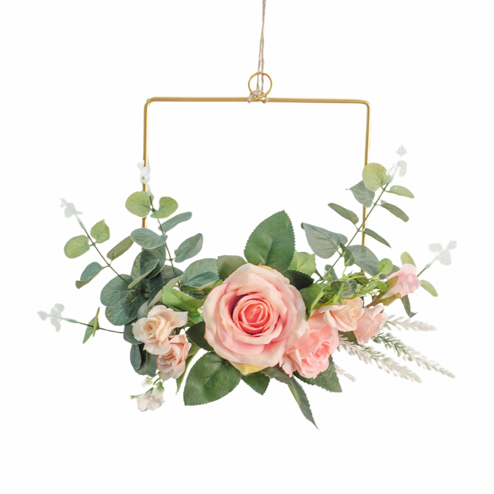 Венок из искусственных роз на металлическом каркасе для стен