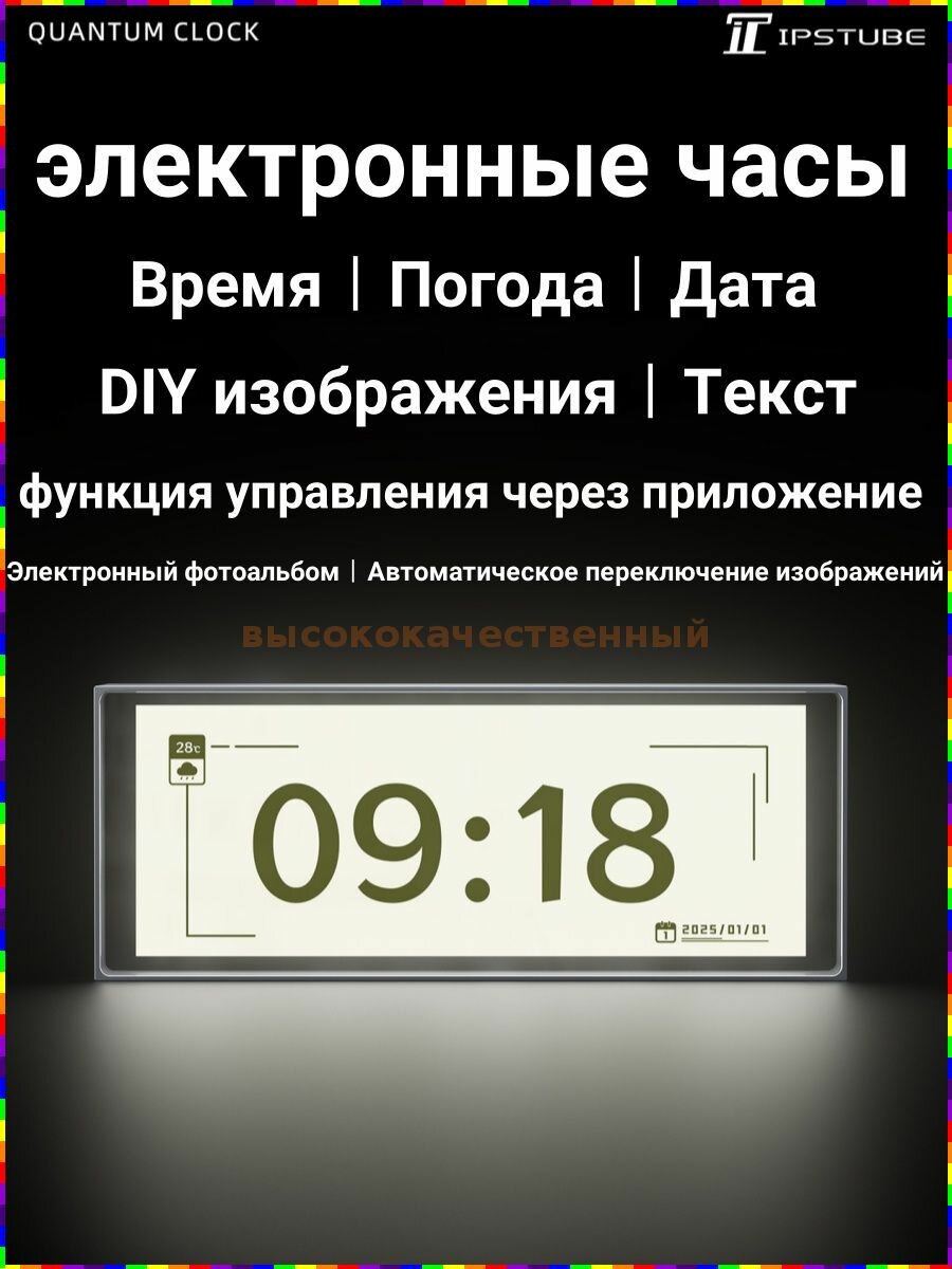Цифровая фоторамка с часами и будильником, индикатор квантовой погоды, газоразрядный дисплей, настольный DIY-аксессуар для интерьера