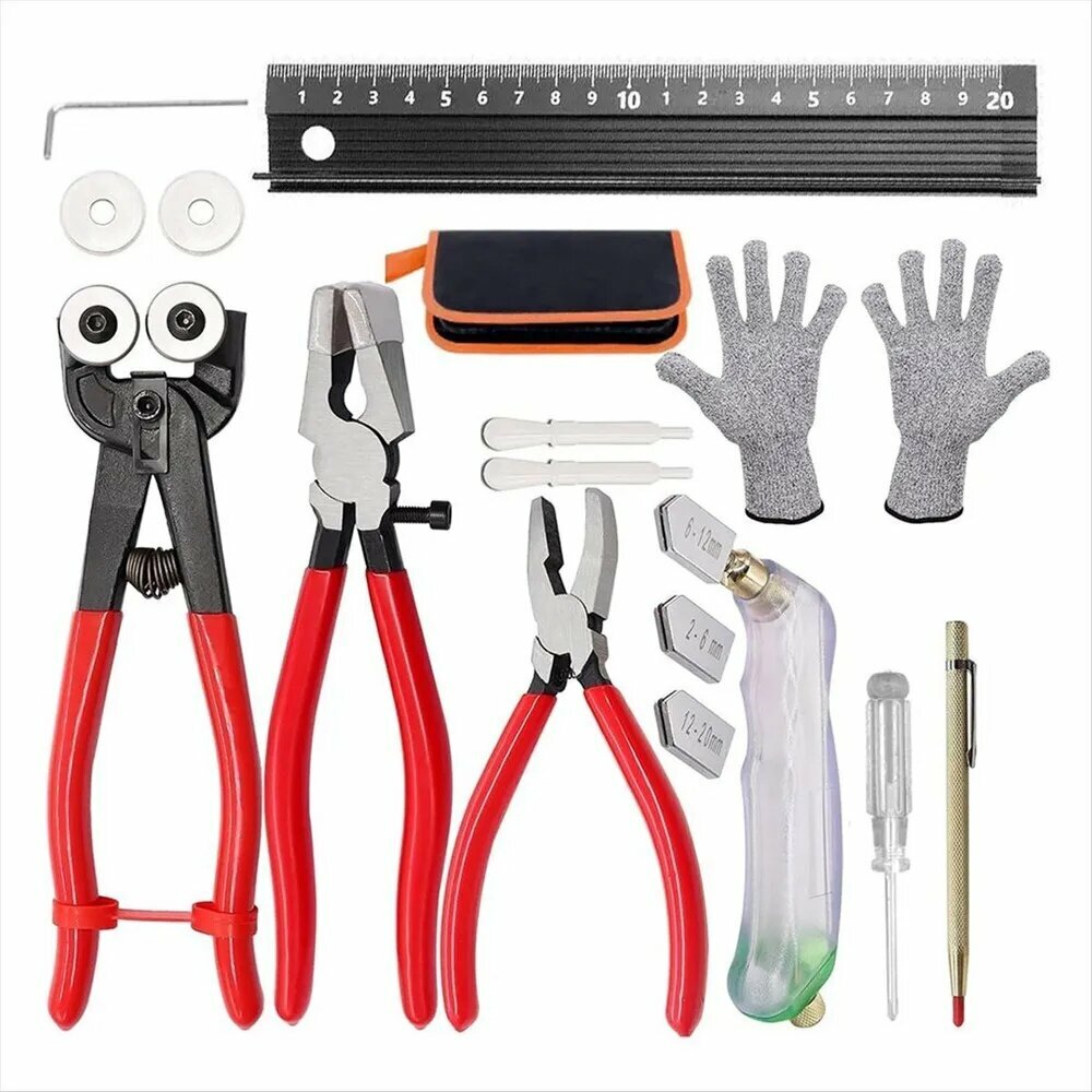 Набор из 16 инструментов для резки стекла, 8-дюймовые кусачки для мозаики с колесиками