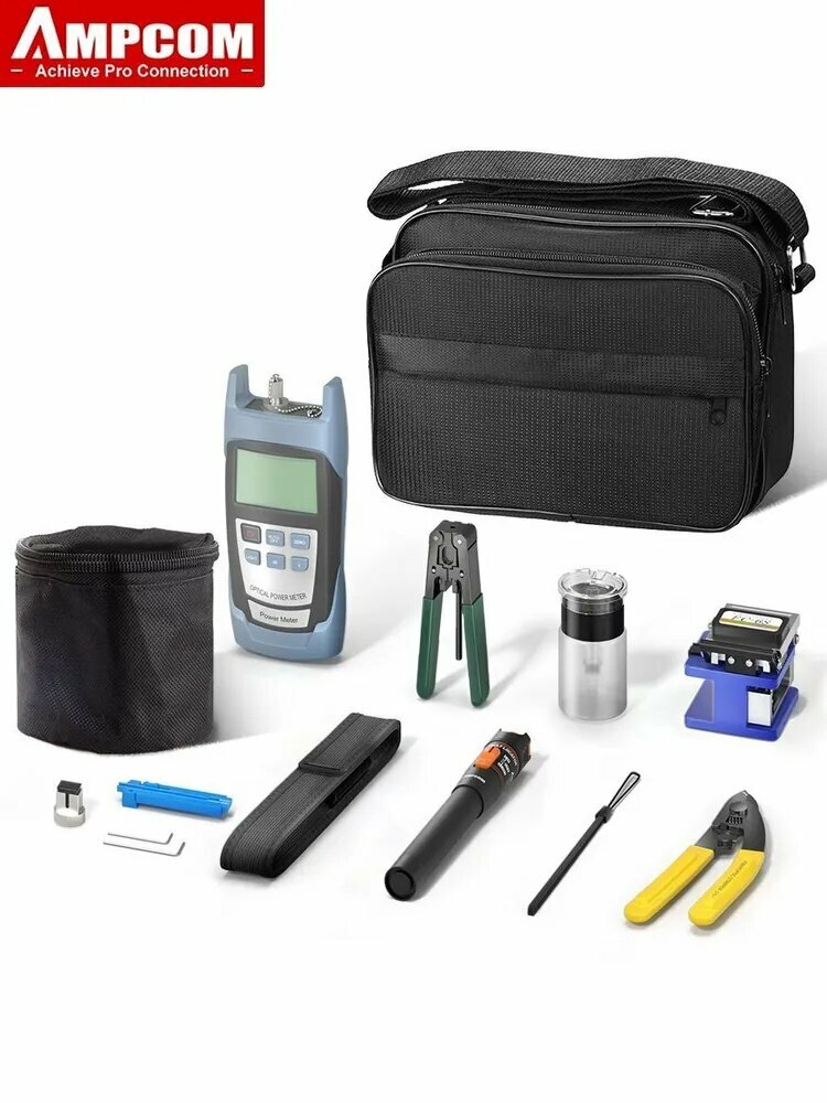 AMPCOM Набор инструментов для оптоволокна: резак FC-6S, визуальный локатор неисправностей, оптический измеритель мощности и другие инструменты