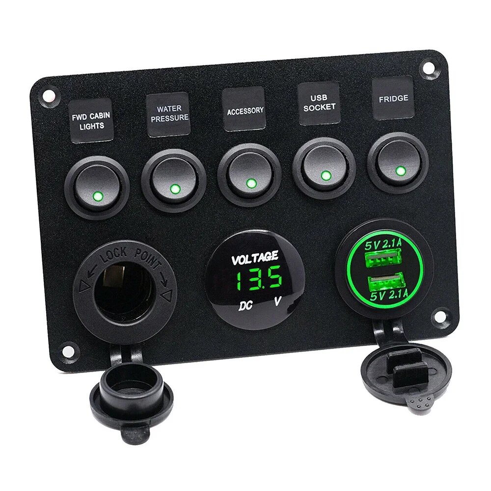 Встроенный блок предохранителей, 5 комплектов, 12 В/24 В, Светодиодная панель зеленый