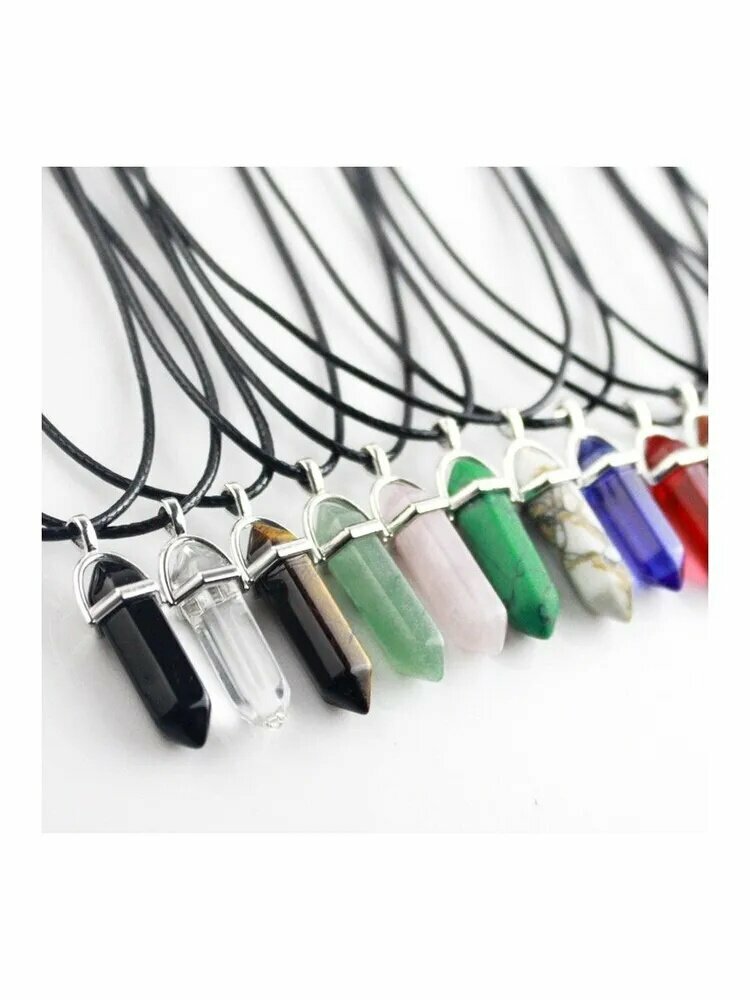 Ожерелье beautiful natural crystal stone с шестиугольным кулоном для исцеления, black pine