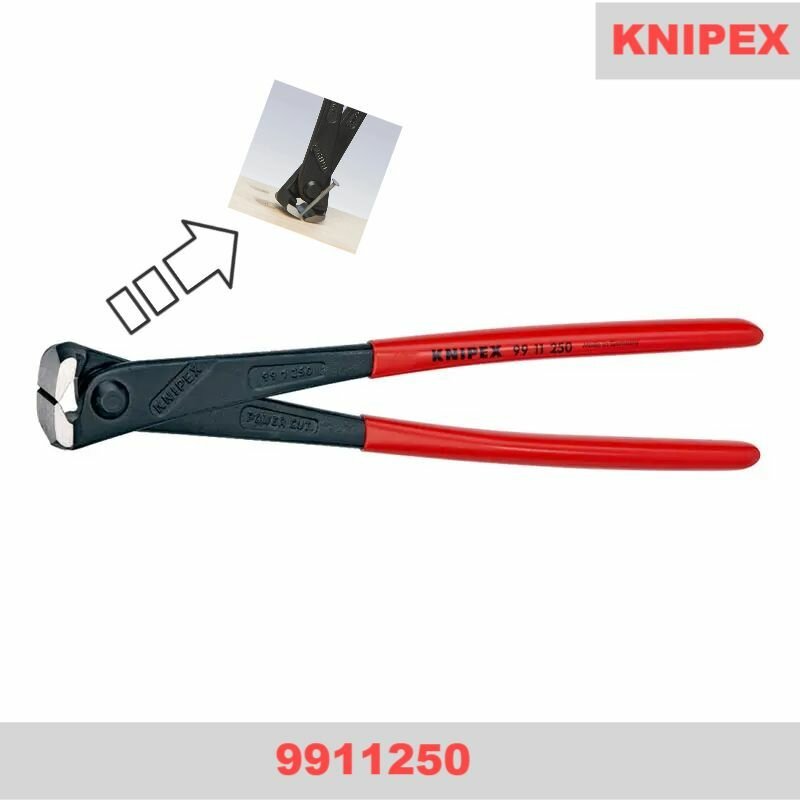 KNIPEX Плоскогубцы для бетона с высоким усилием, экономия труда 61 HRC Многоцелевые плоскогубцы для обрезки стальных стержней глубокой установки, 9911250