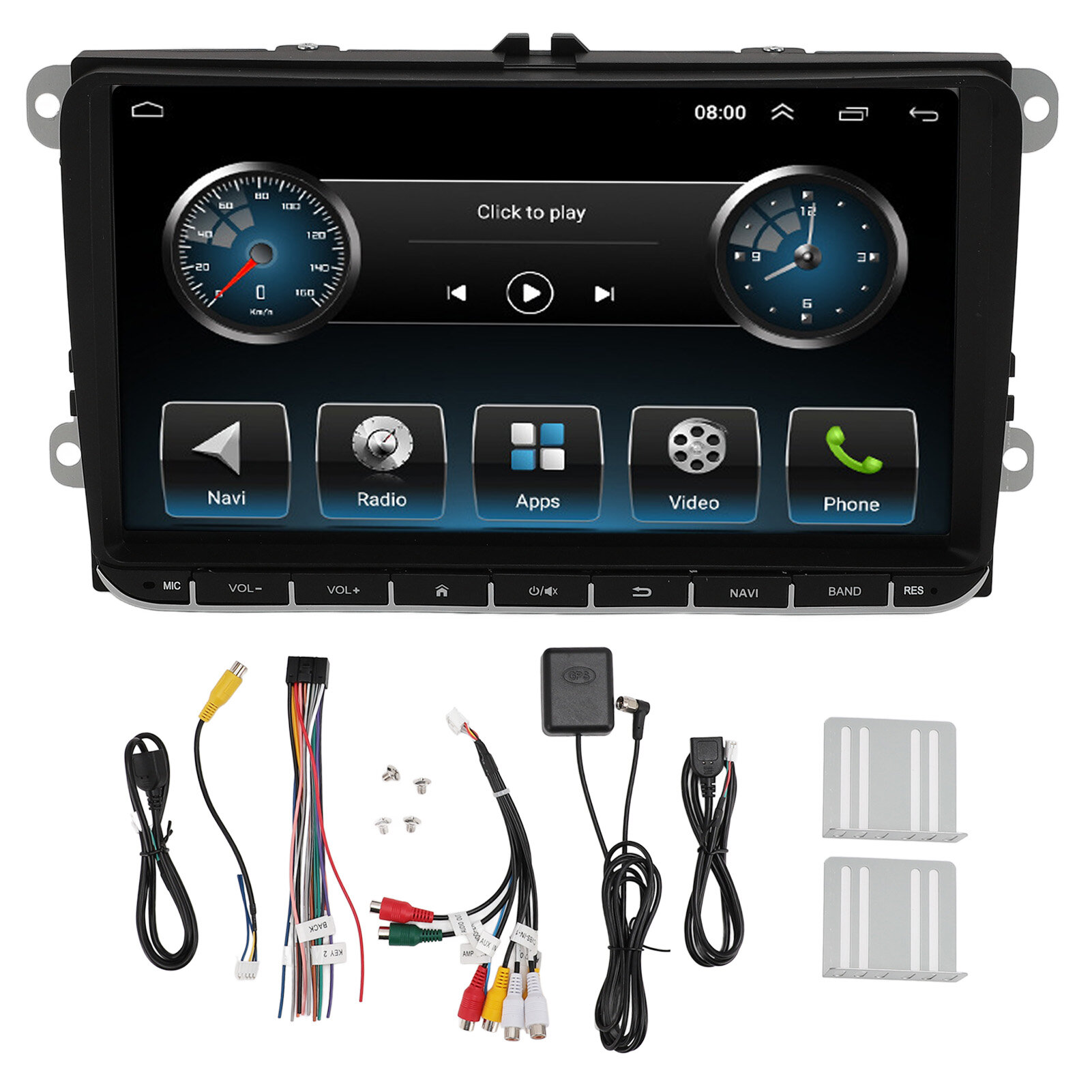 Автомагнитола для Android 13, 9-дюймовый IPS сенсорный экран, поддержка CarPlay и Android Auto, GPS-навигация, Bluetooth, FM, Wi-Fi.
