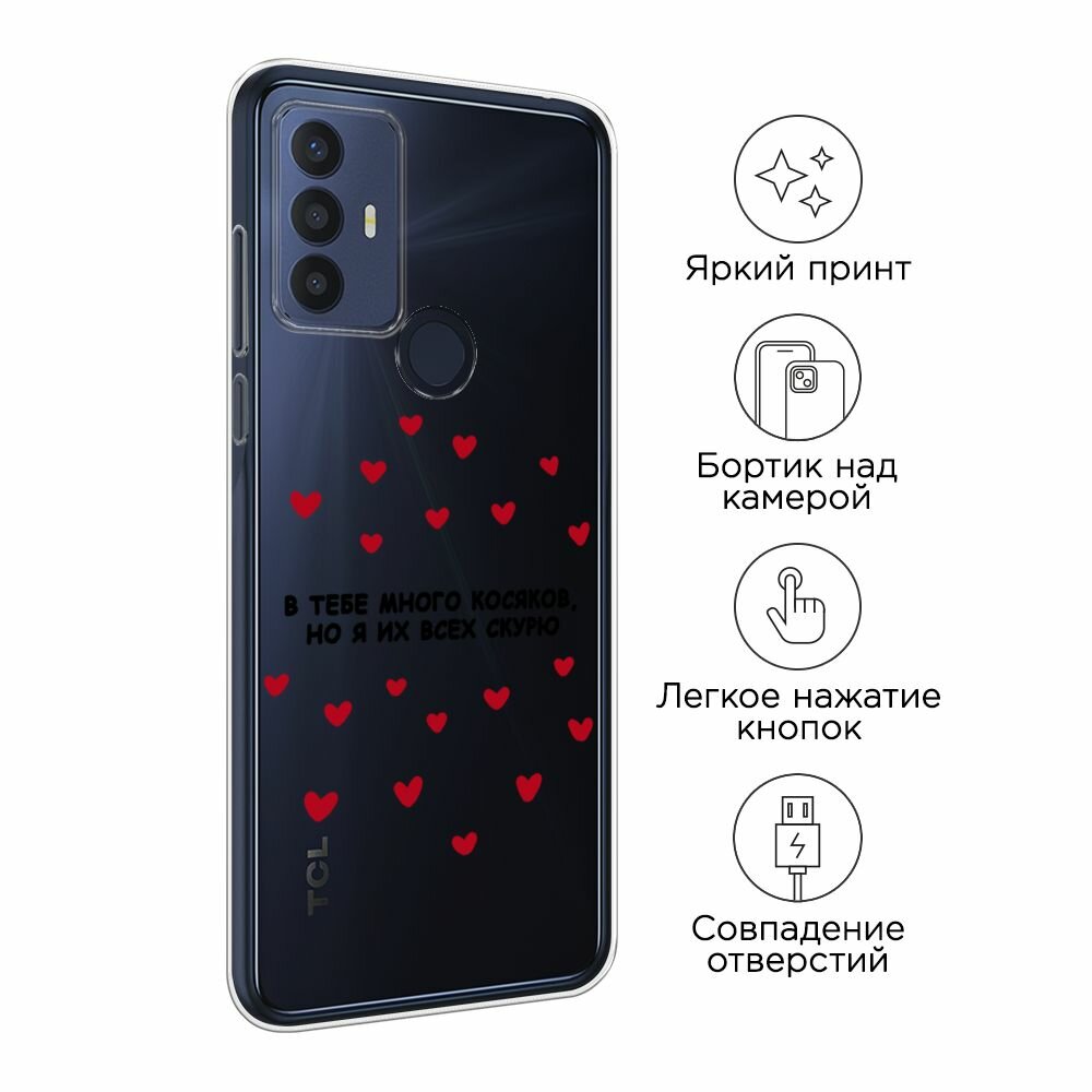 Чехол на TCL 30E/30 SE/305/306 / ТСЛ 30E с принтом "Косяки 1 - 14 февраля", прозрачный — фото 1