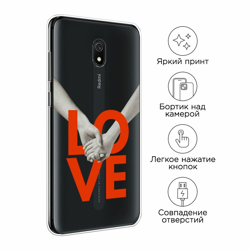 Чехол на Xiaomi Redmi 8A / Сяоми Редми 8А с принтом "Love holding hands - 14 февраля", прозрачный — фото 1
