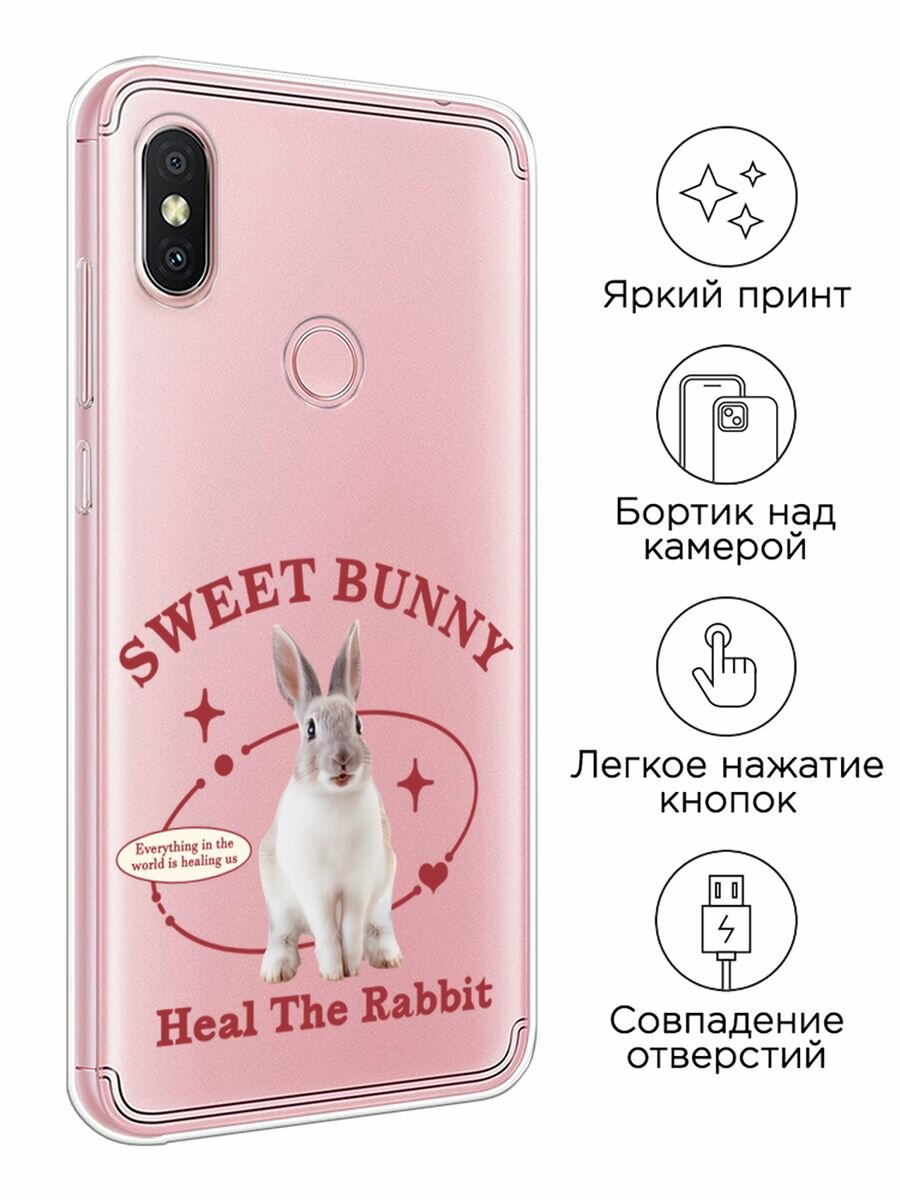 Чехол на Xiaomi Redmi S2 (Redmi Y2) / Сяоми Редми С2 (Редми Y2) с принтом "Heal the rabbit", прозрачный — фото 1