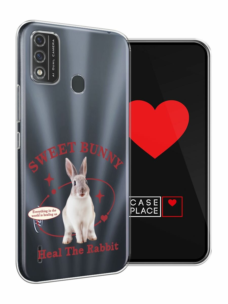 Чехол на Itel A48 / Ител А48 с принтом "Heal the rabbit", прозрачный — фото 1