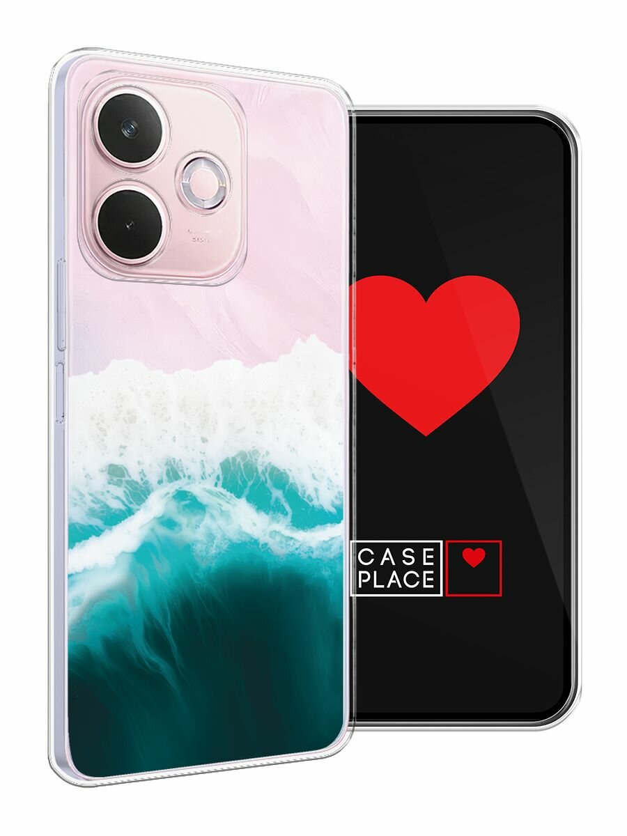 Чехол на Oppo A5 Pro / Оппо А5 Про с принтом "Большая волна", прозрачный — фото 1