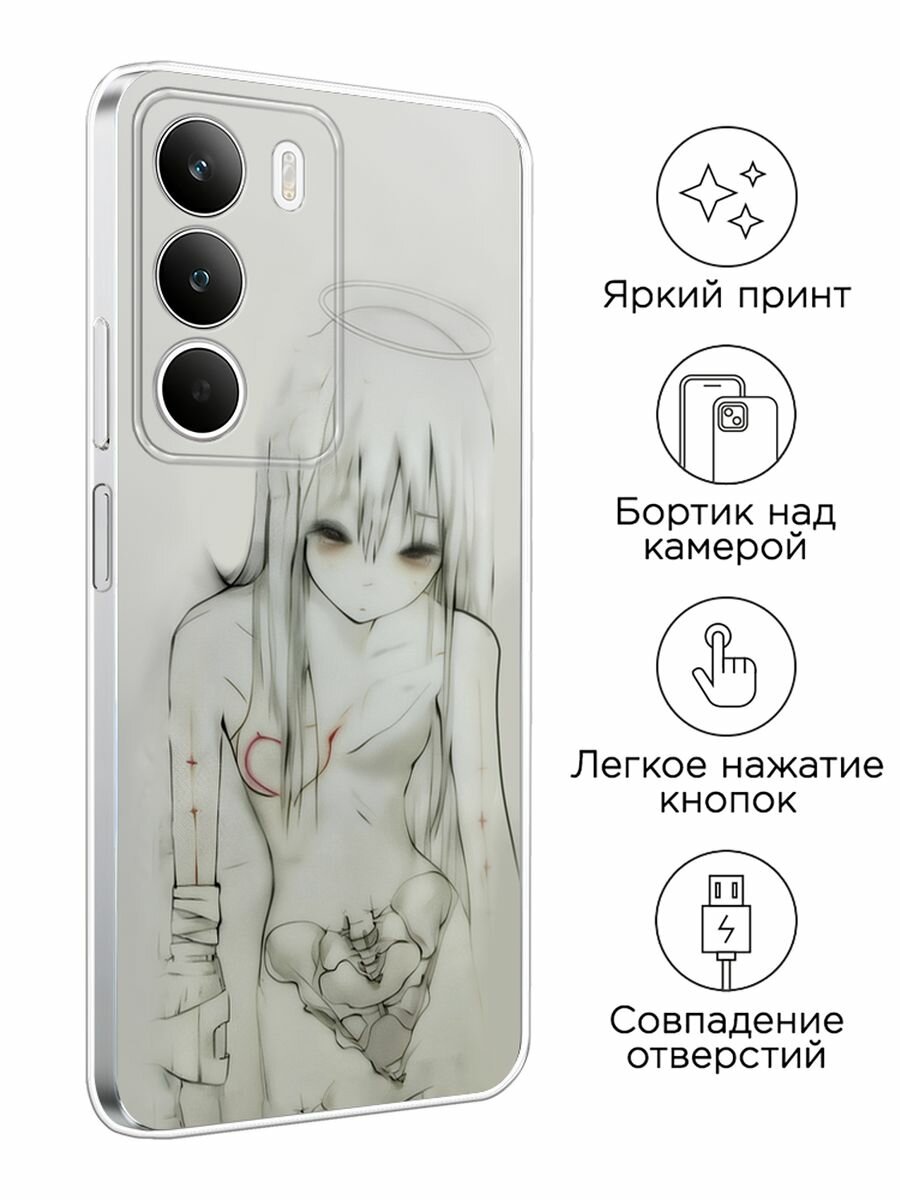 Чехол на Realme C71/P3 Lite 4G / Реалми С71/P3 Лайт 4G с принтом "Аниме рисунок чёрно-белый" — фото 1