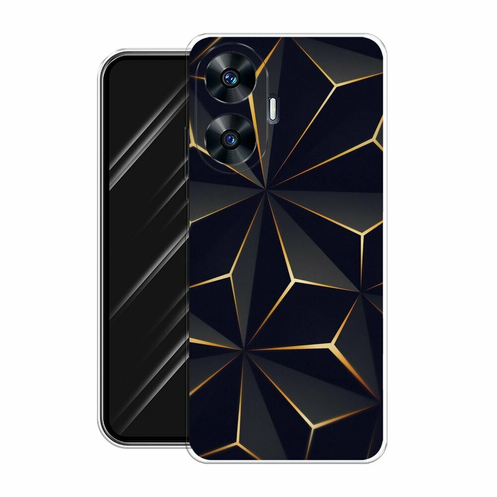 Чехол на Realme C55 / Реалми C55 с принтом "Черные полигоны" — фото 1