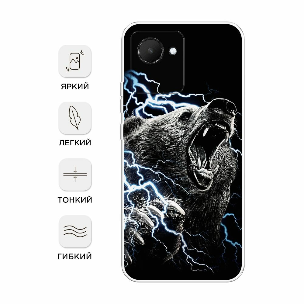Чехол на Realme C30 / Реалми C30 с принтом "Гроза и медведь" — фото 1