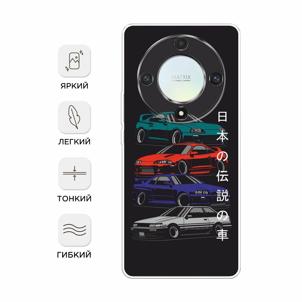 Силиконовый чехол на Honor X9A / Хонор X9A с принтом "JDM Legend cars" — фото 1
