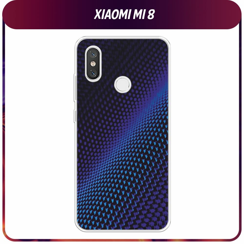 Силиконовый чехол на Xiaomi Mi 8 / Сяоми Ми 8 с принтом "Синий карбон"
