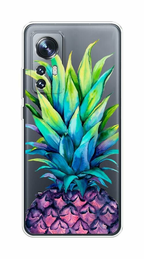 Чехол на Xiaomi 12/12X/12S / Сяоми 12/12X/12S с принтом Яркий ананас, прозрачный