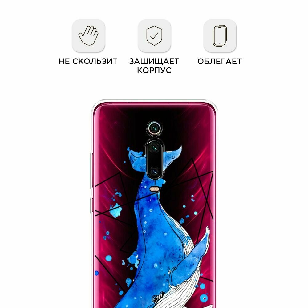 Чехол на Xiaomi Redmi K20/K20 Pro/Mi 9T/9T Pro / Сяоми Редми К20/K20 Pro/Mi 9T с принтом "Кит графика", прозрачный — фото 1