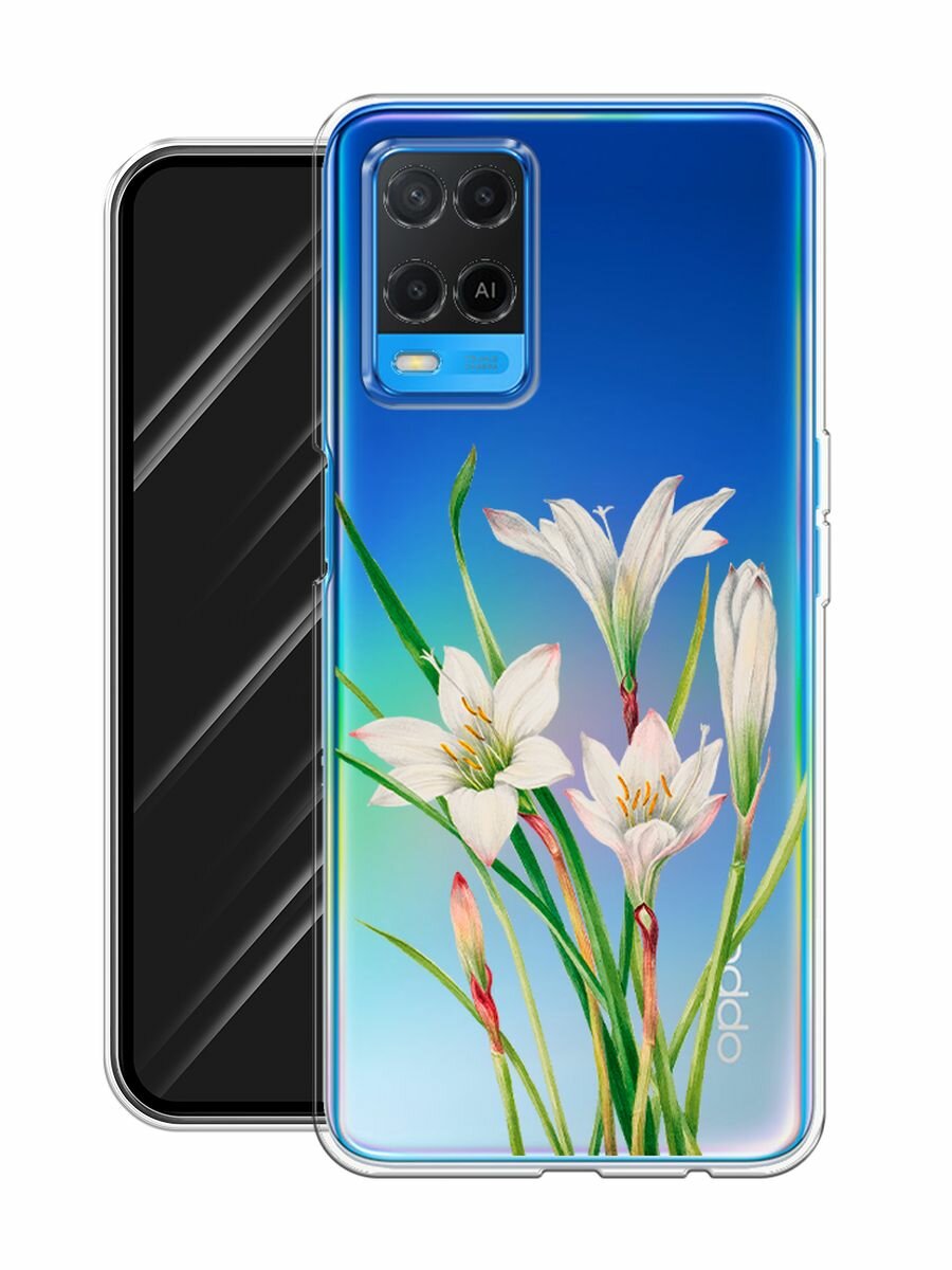 Чехол на Oppo A54 / Оппо A54 с принтом "White lily", прозрачный — фото 1