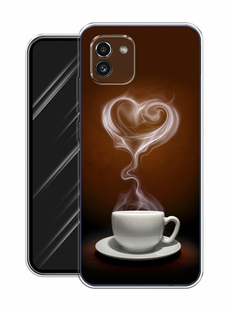 Чехол на Samsung Galaxy A03 / Самсунг Галакси А03 с принтом "Кофейная любовь" — фото 1