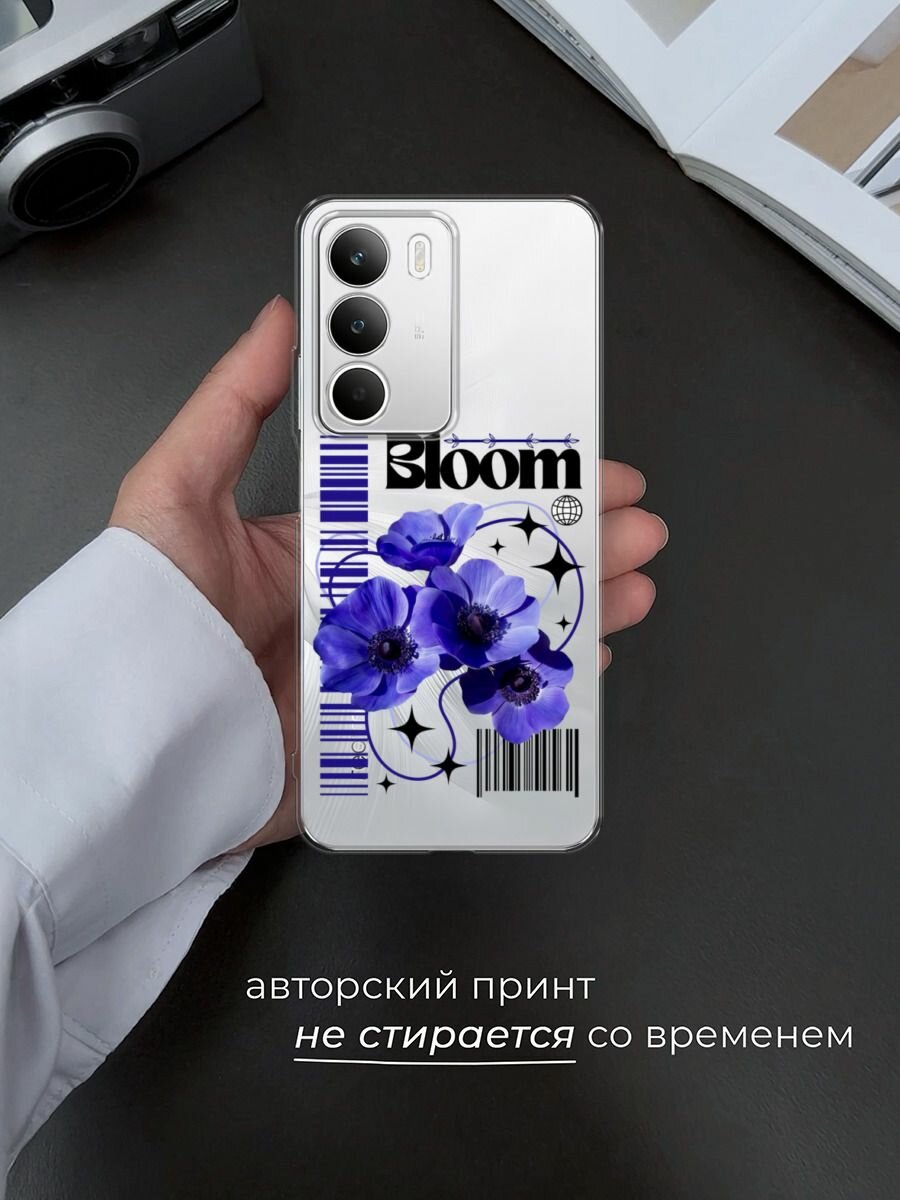 Чехол на Realme C71/P3 Lite 4G / Реалми С71/P3 Лайт 4G с принтом "Завораживающие анемоны", прозрачный — фото 1