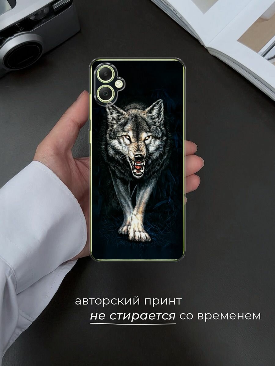 Чехол на Samsung Galaxy A05 / Самсунг Галакси A05 с принтом "Злобный волк из ночи" — фото 1
