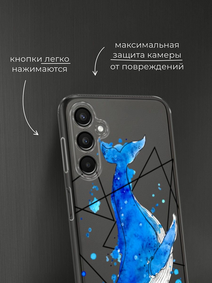 Чехол на Samsung Galaxy A24 / Самсунг Галакси A24 с принтом "Кит графика", прозрачный — фото 1