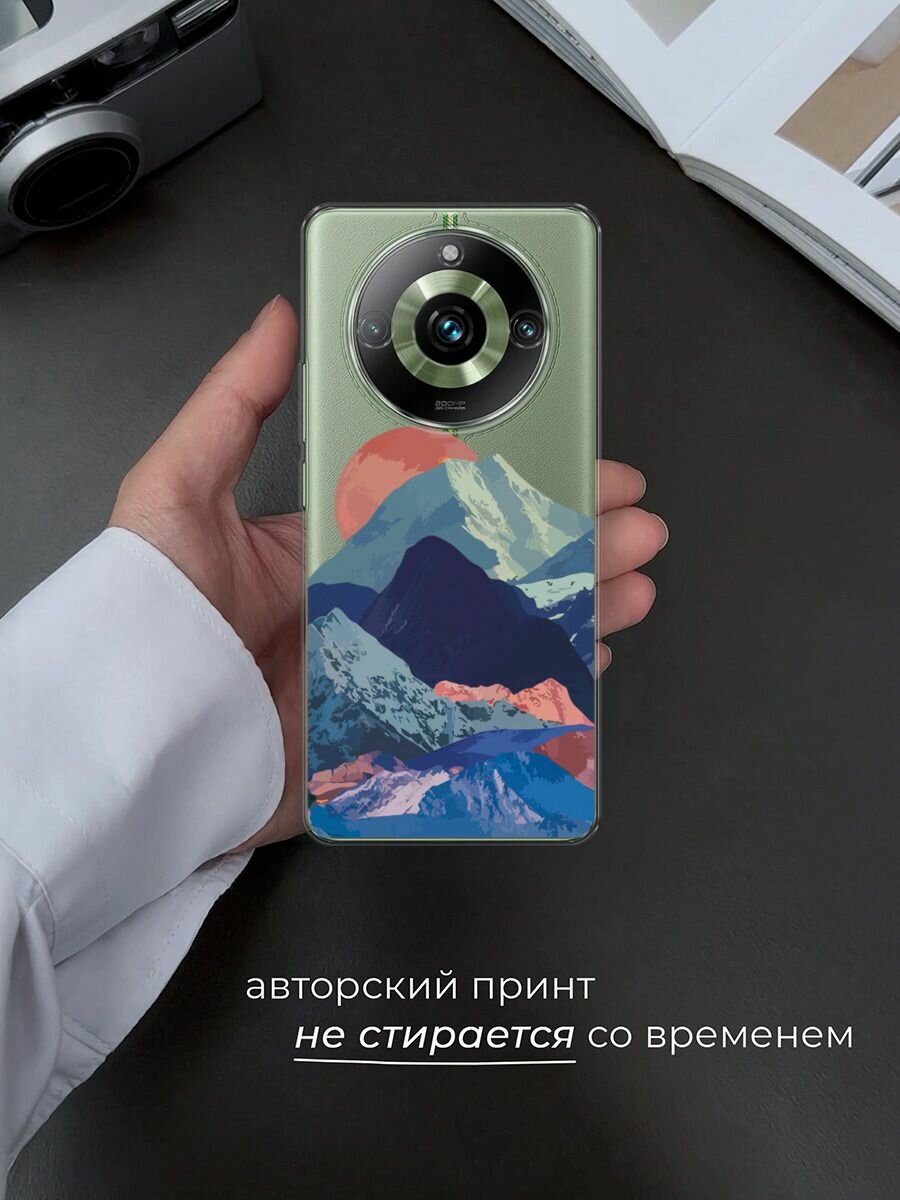 Чехол на Realme 11 Pro / Реалми 11 Про с принтом "Закат в снежных горах", прозрачный — фото 1