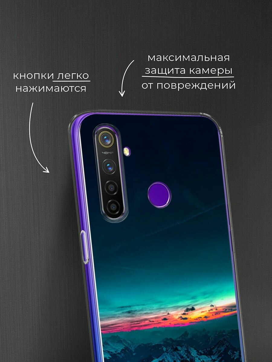 Чехол на Realme 5 Pro / Реалми 5 Про с принтом "Закат в горах" — фото 1