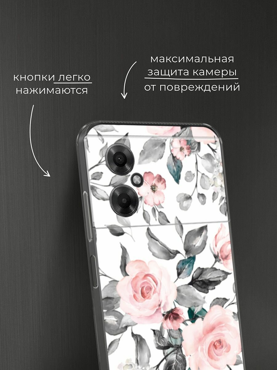 Чехол на Xiaomi Poco M4 5G / Сяоми Поко M4 5G с принтом "Розы на белом" — фото 1
