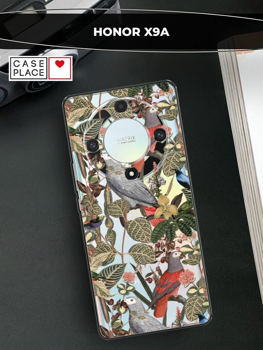 Чехол на Honor X9A / Хонор X9A с принтом "Tropical pattern", прозрачный