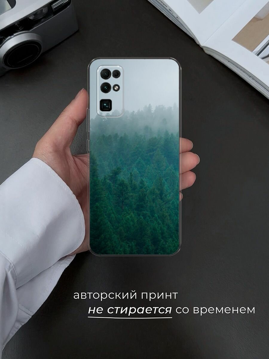 Силиконовый чехол на Honor 30 / Хонор 30 с принтом "Лес в облаках" — фото 1