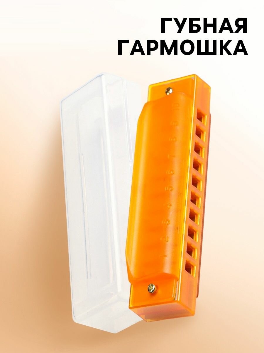 Губная гармошка Music Life, диатоническая, 10 отверстий, c-major, с футляром, оранжевая