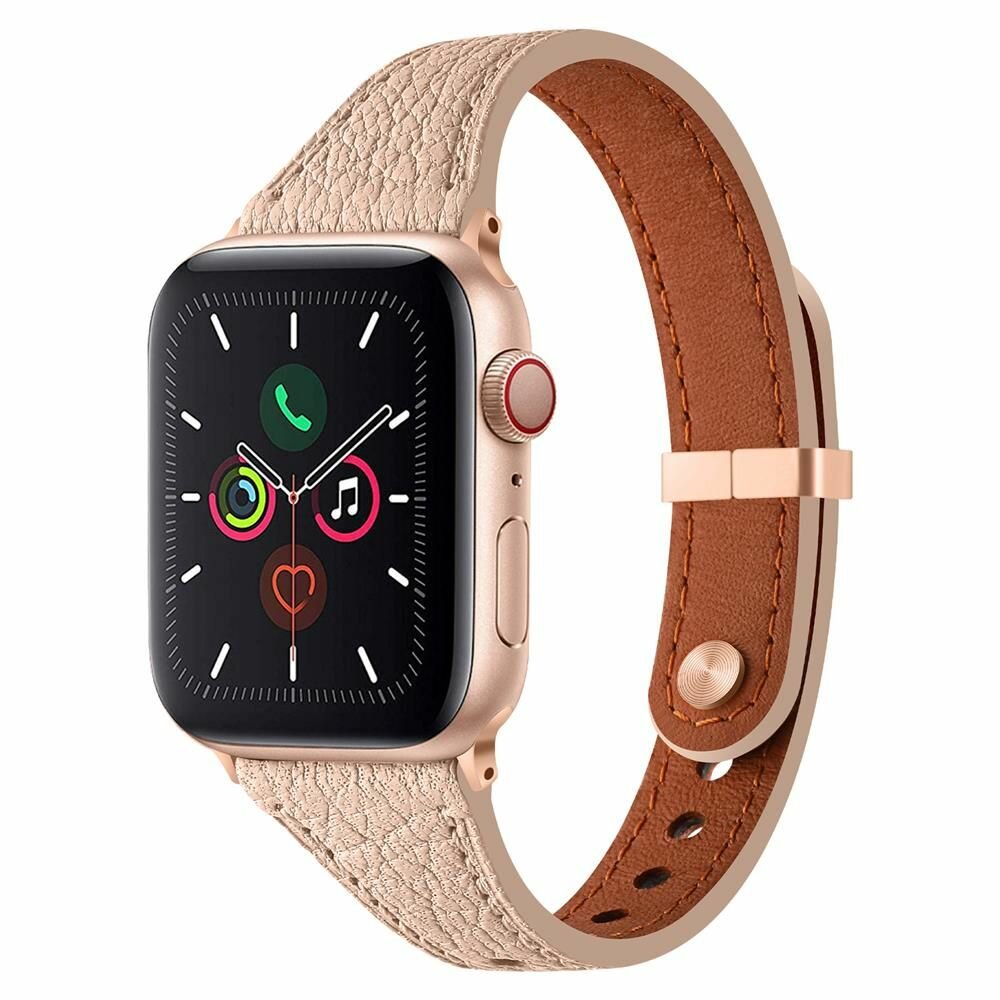 Металлическое Кольцо На Кожаном Ремешке, Совместим С IWatch Размером 40мм/41мм/38мм